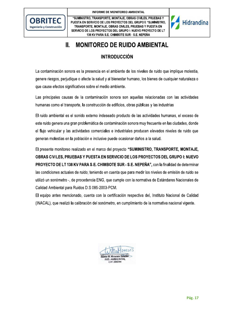 Procedimiento Monitoreo de Ruido | PDF