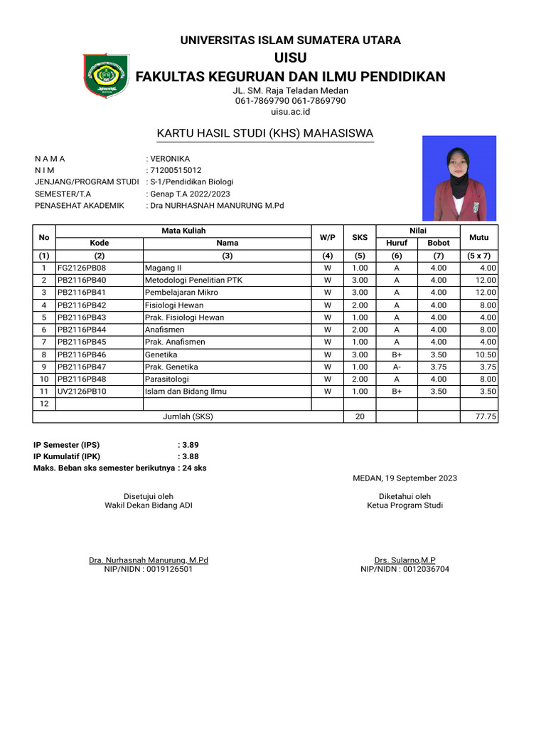 CETAK KHS Sem.6 Vero | PDF