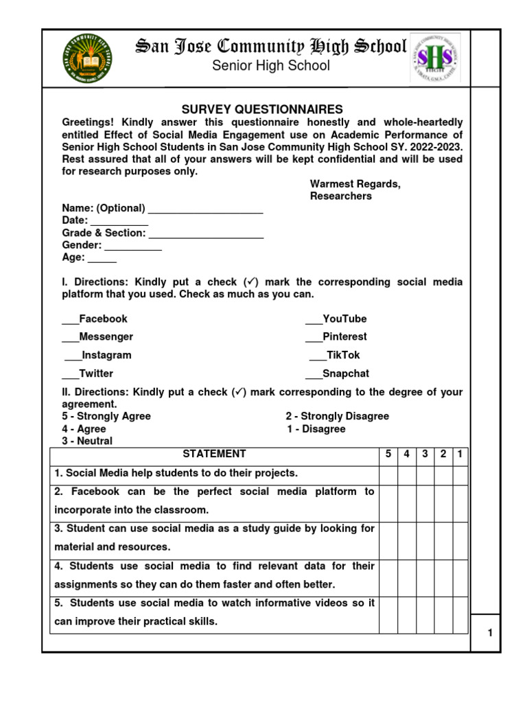 Survey Questionnaire Group 5 | PDF