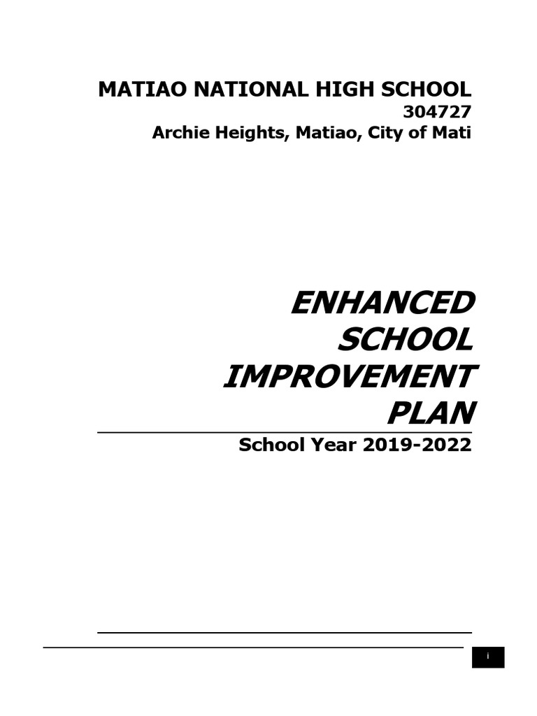 Matiao NHS - SIP | PDF | Learning | Classroom