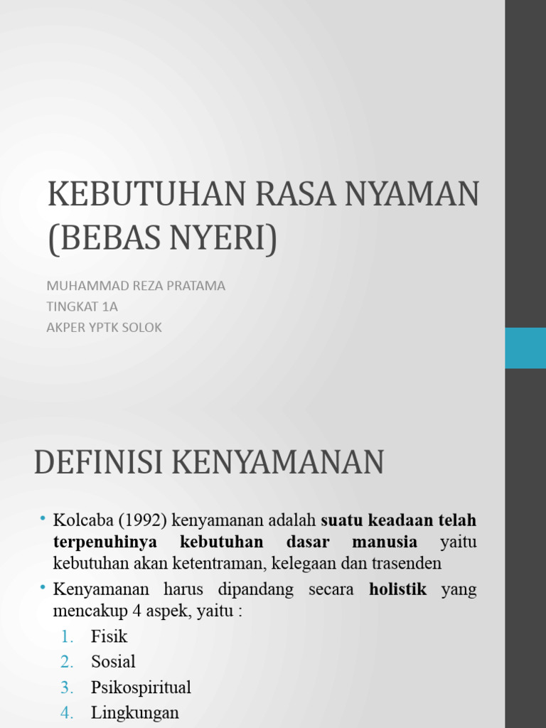 Muhammad Reza Pratama - Kebutuhan Rasa Aman Nyaman | PDF