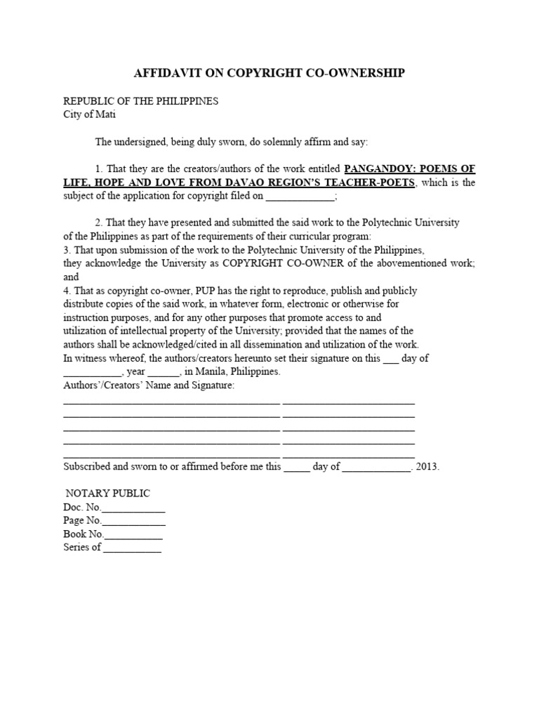 Affidavit of Copyright Ownership | PDF