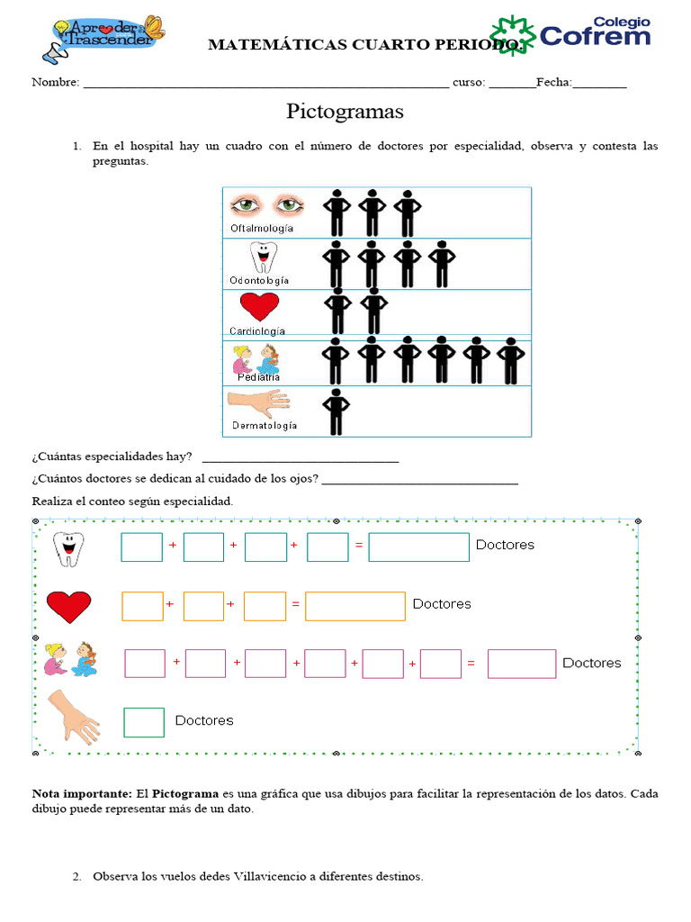Guia Pictogramas IV Periodo Matematicas Grado Primero. | PDF