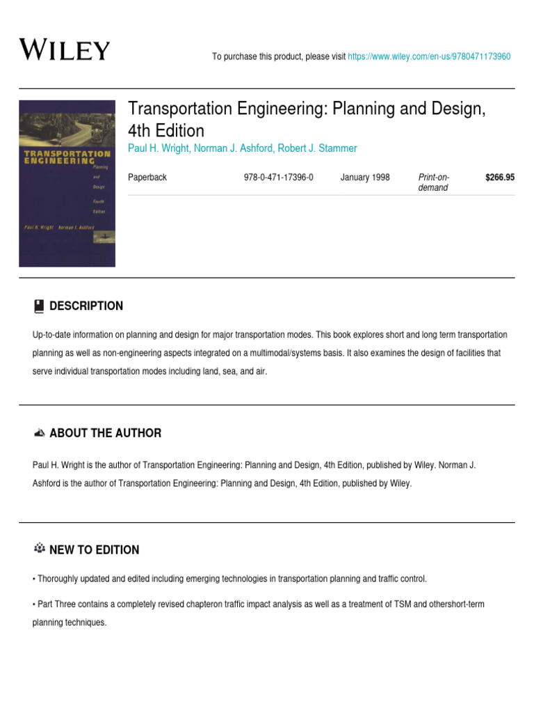 Wiley - Transportation Engineering - Planning and Design, 4th Edition ...