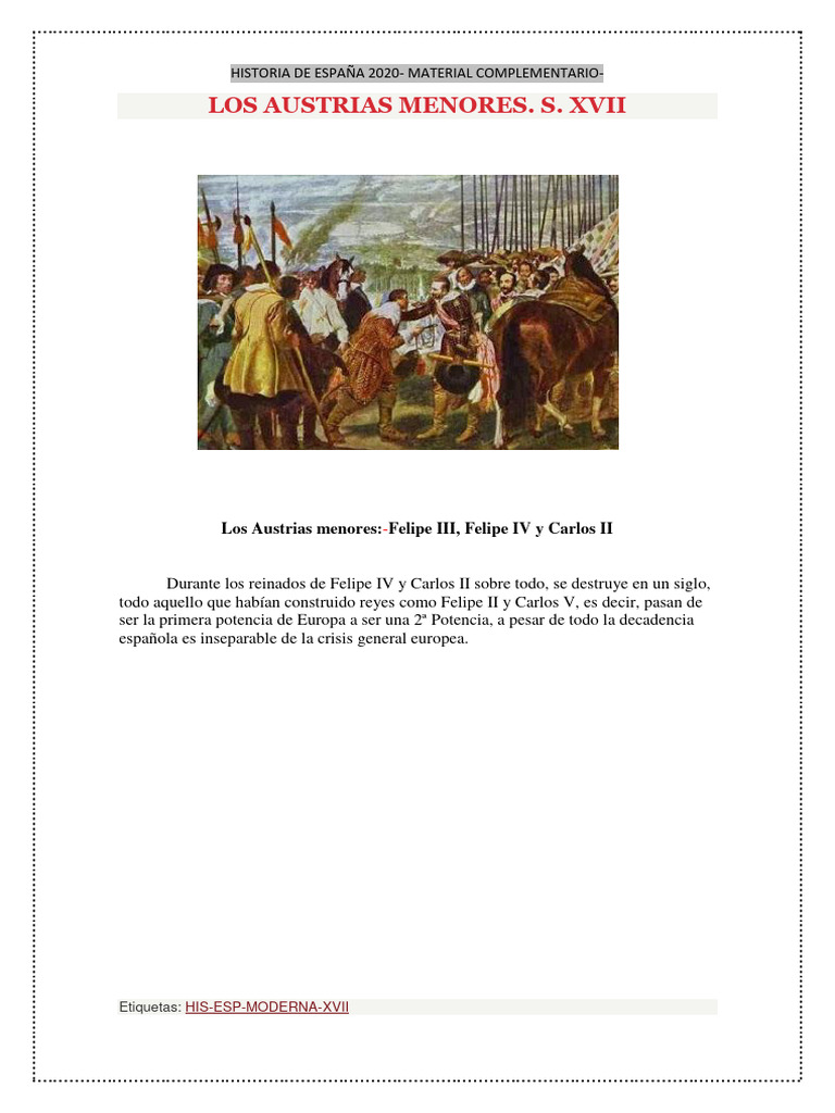 Historia de España - Los Austrias Menores | PDF | Imperio español | España