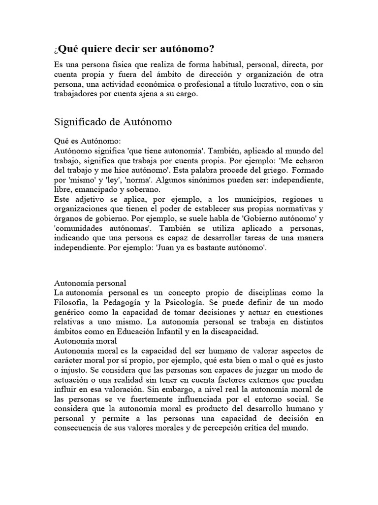 Significado de ser autónomo | PDF | Autonomía | Adolescencia