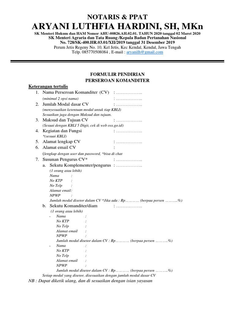 Persyaratan Pendirian CV | PDF