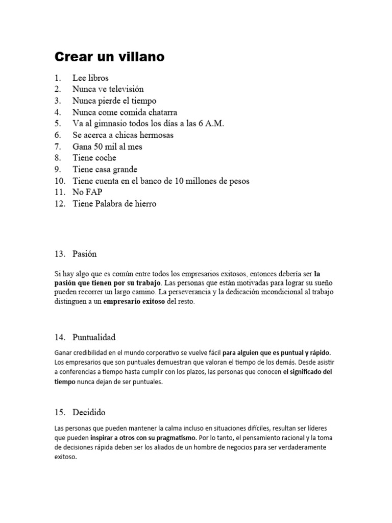 Crear Un Villano | PDF | Liderazgo | Aprendizaje