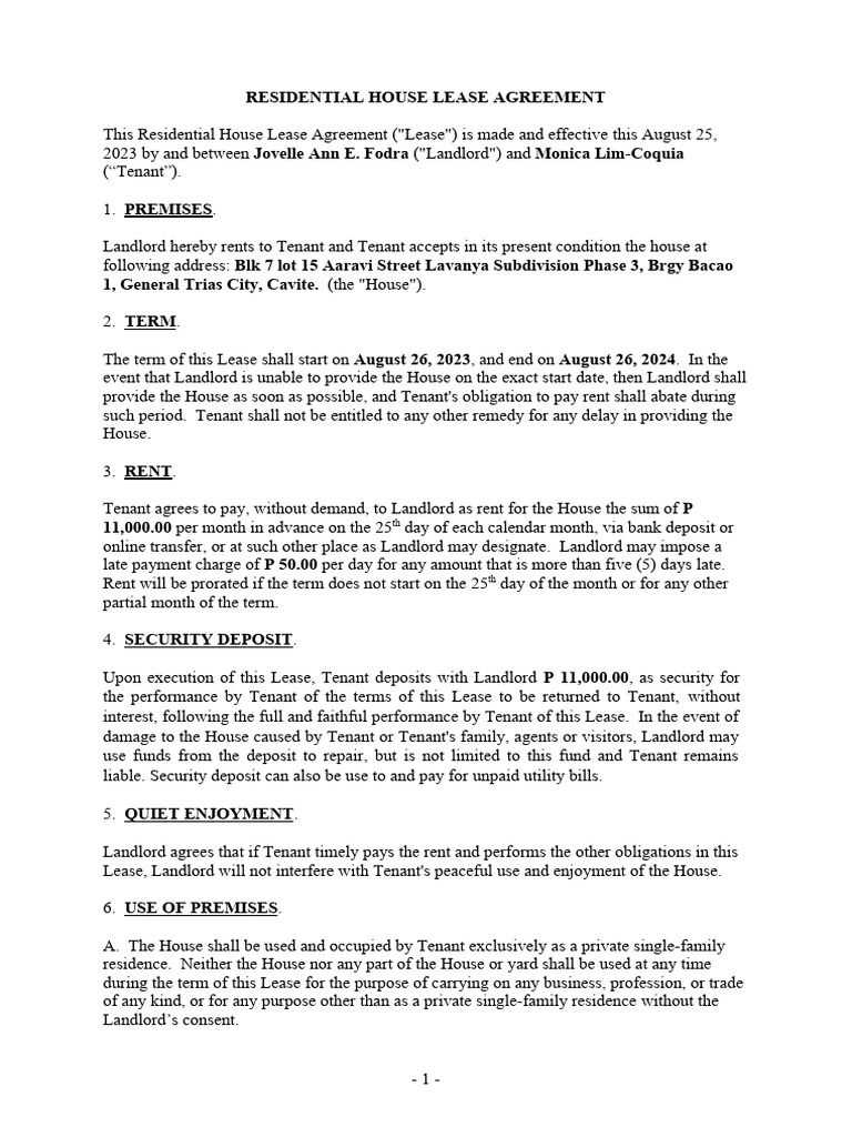 Example Lease Agreement 1 | Download Free PDF | Leasehold Estate | Lease