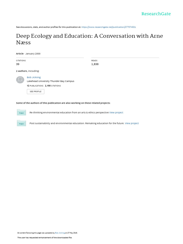 Arne Næss on Deep Ecology and Education | PDF | Knowledge | Experience