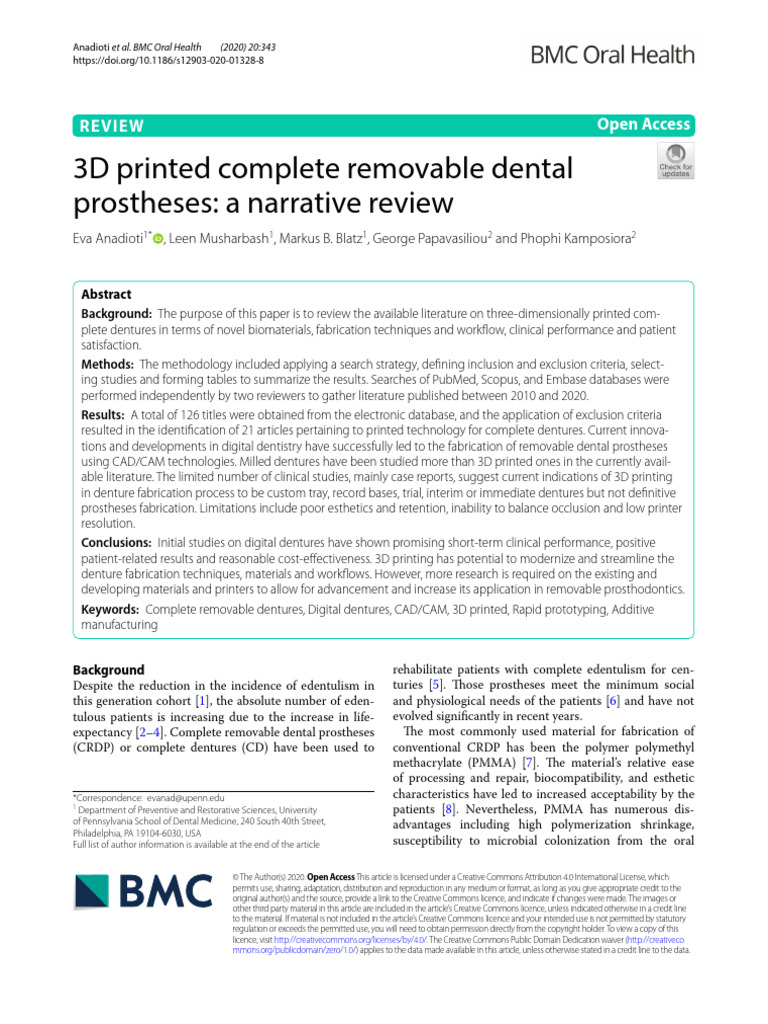 Anadioti 2020 - 3D Printed Complete Removable Dental Prostheses A ...