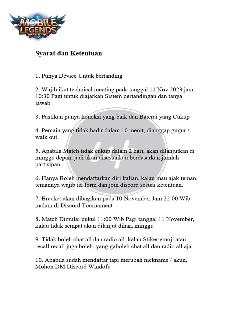 Peraturan_Tournament_Mobile_legend_Fufufu | PDF