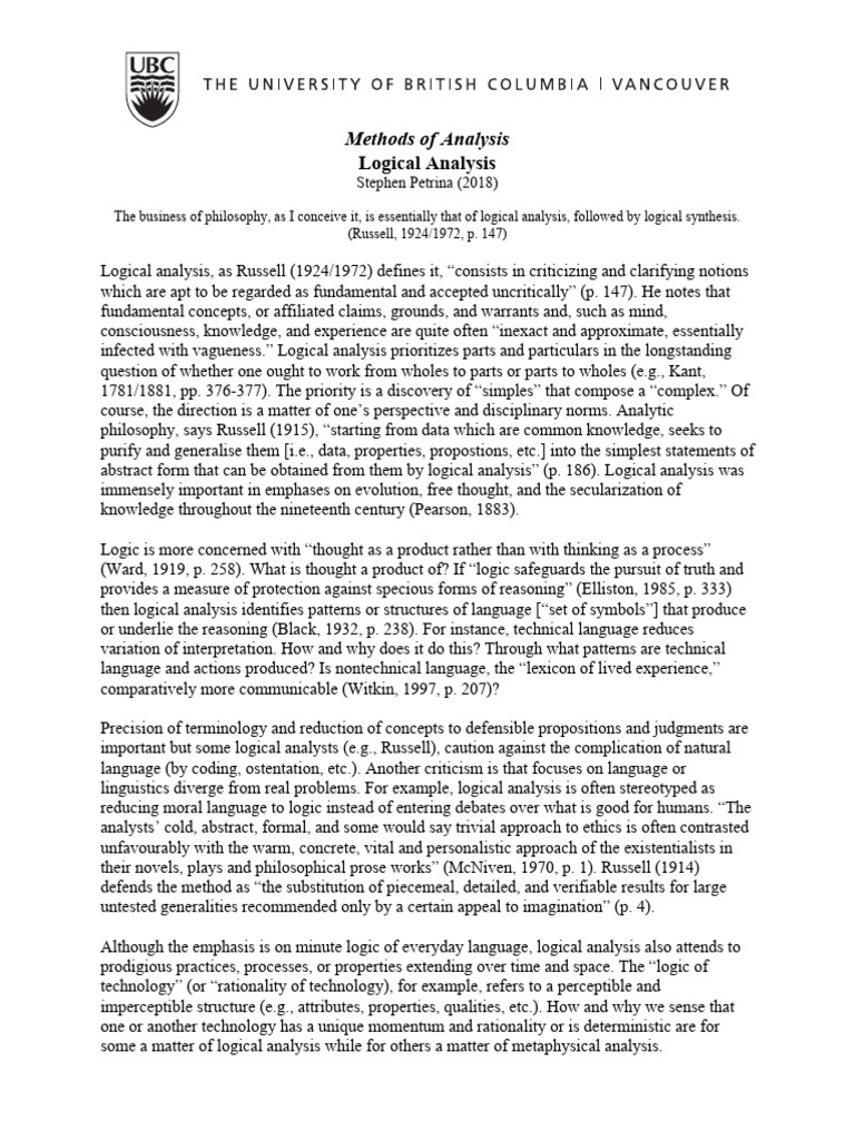 Logical Analysis Pdf Logic Analysis