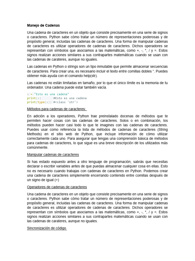 Manejo de Cadenas en Python | PDF