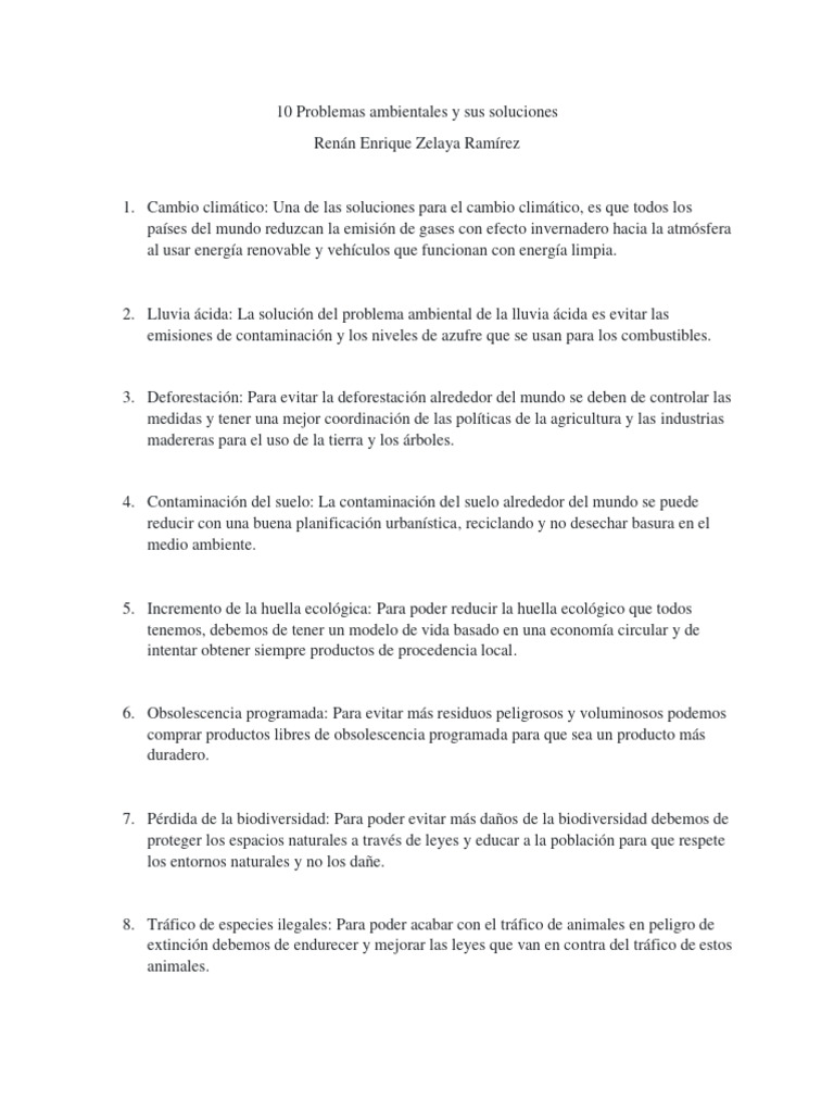 10 Problemas Ambientales y Soluciones | PDF