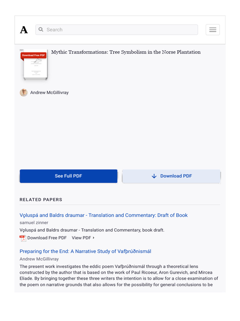 (PDF) Mythic Transformations - Tree Symbolism in The Norse Plantation ...