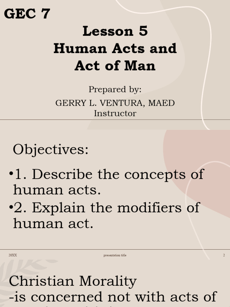 Ethics Lesson 5 Pdf Free Will Intention