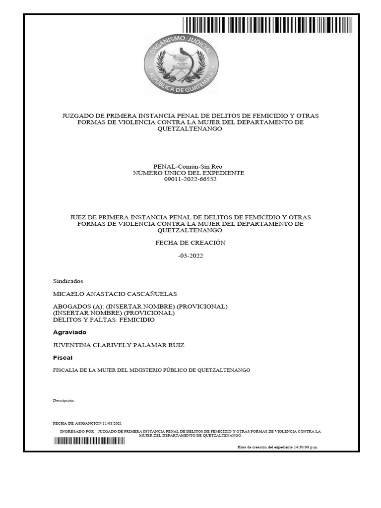 Carátula de Expediente Judicial | PDF