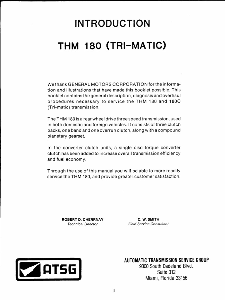 THM 180 (TRI-MATIC) Service Manual | PDF