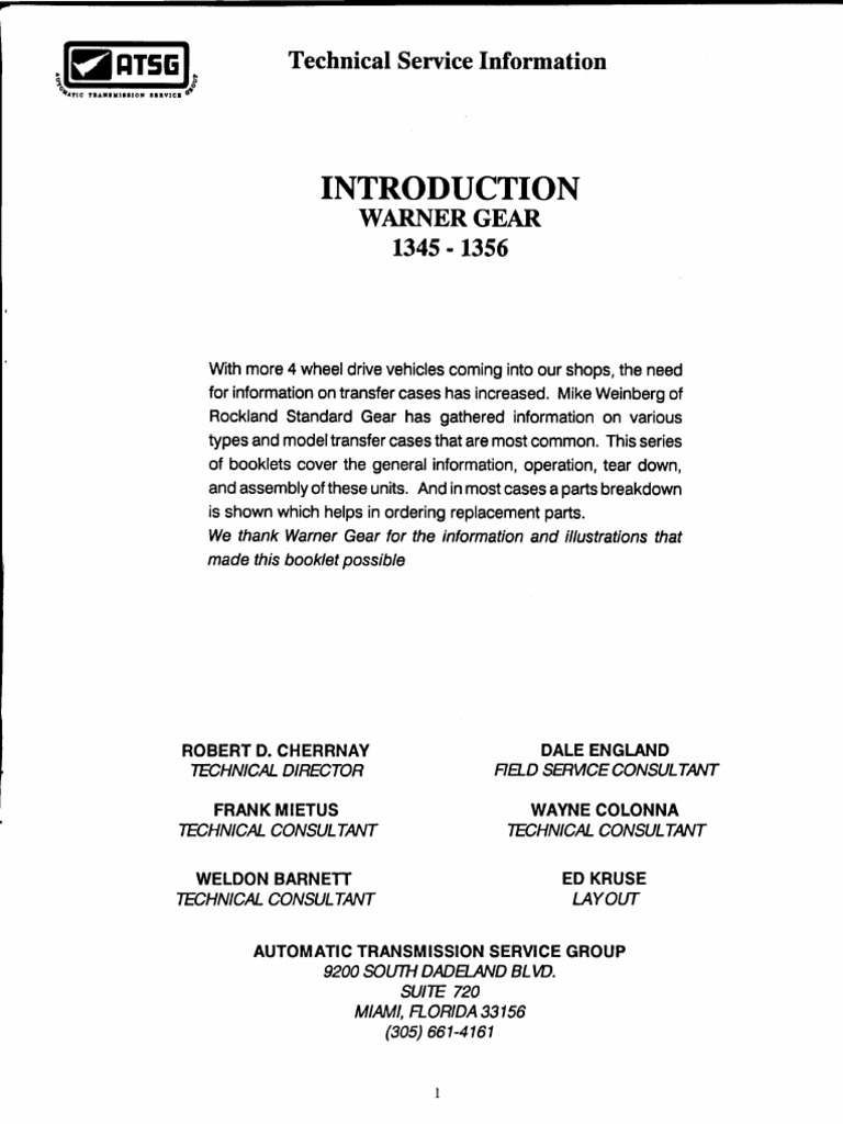 WARNER GEAR 1345-1356 Transfer Case Service Manual | PDF