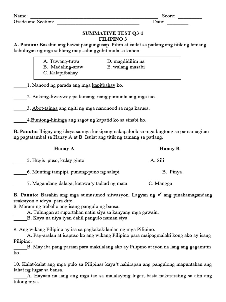 Grade 3 Q3 FILIPINO | PDF