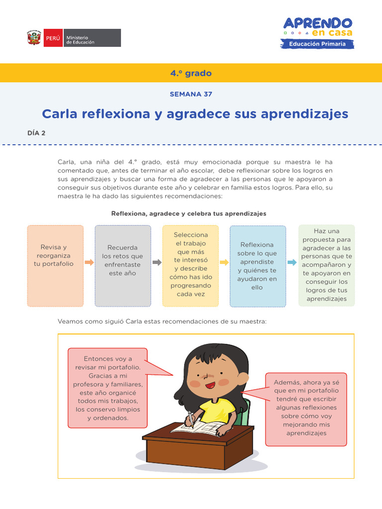 s37 Primaria 4 Recursos Carlareflexiona Dia 2 | PDF