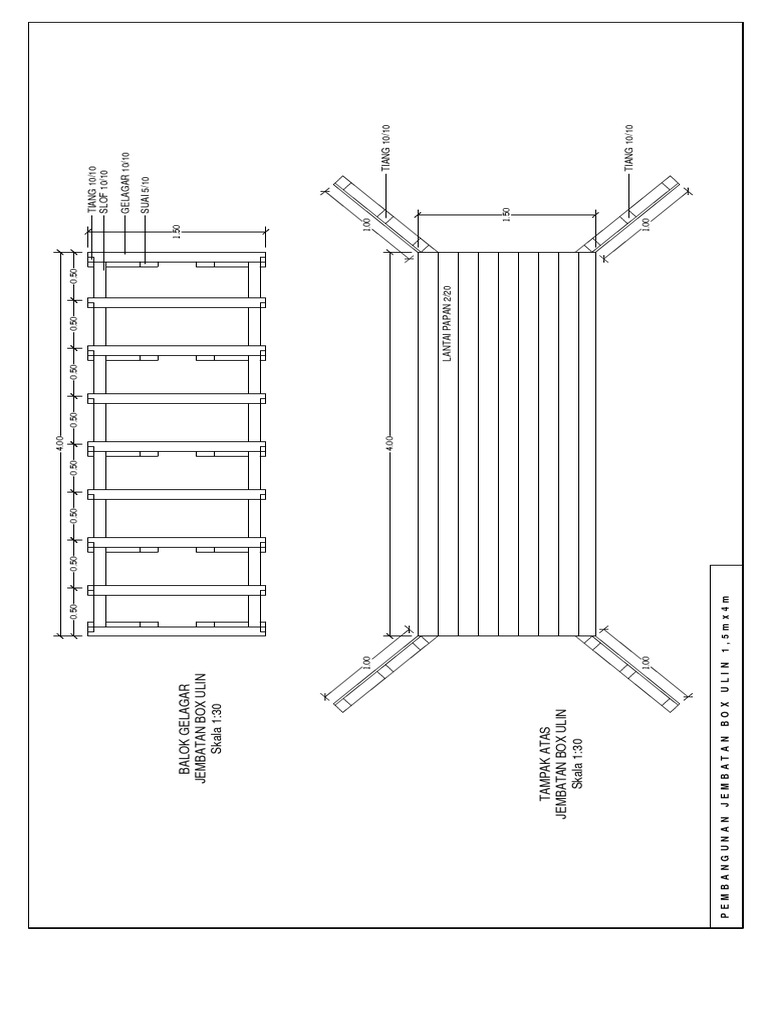 Jembatan Box Kayu Ulin Tiang 10 X 10 Atas Dan Gelagar | PDF