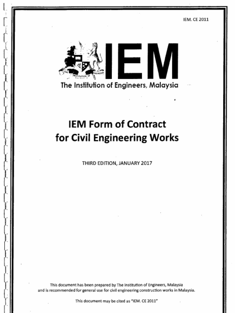 IEM Form of Contract For Civil Engineering Works - 2017 | PDF