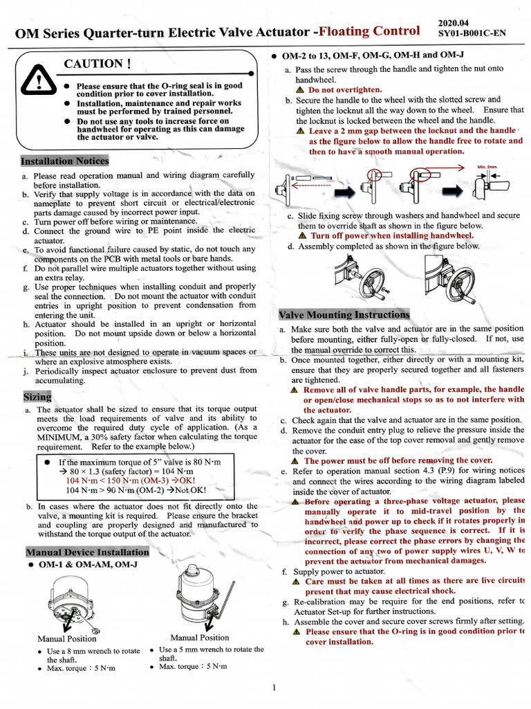 Honeywell V4abfw16 Butterfly Valve (Manual) | PDF
