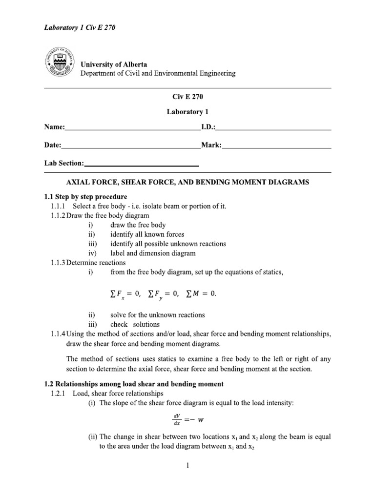 Civ E 270 - S2023 - Lab No. 01 | PDF
