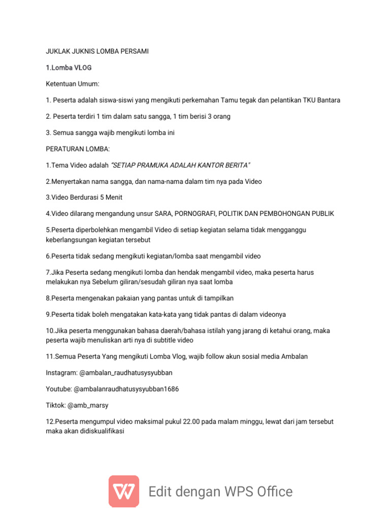 Petunjuk Juknis Lomba | PDF