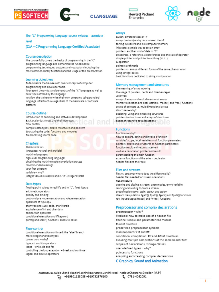 C Syllabus | PDF | Pointer (Computer Programming) | C (Programming ... C Syllabus | PDF | Pointer (Computer Programming) | C (Programming ...