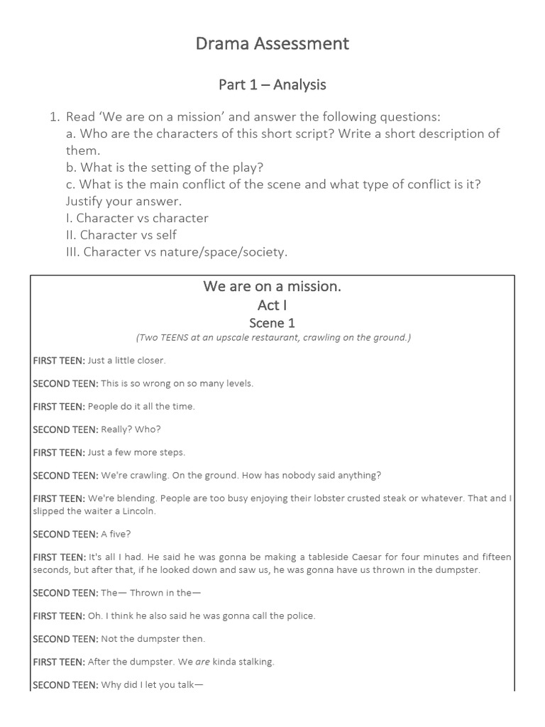 Drama Assessment | PDF