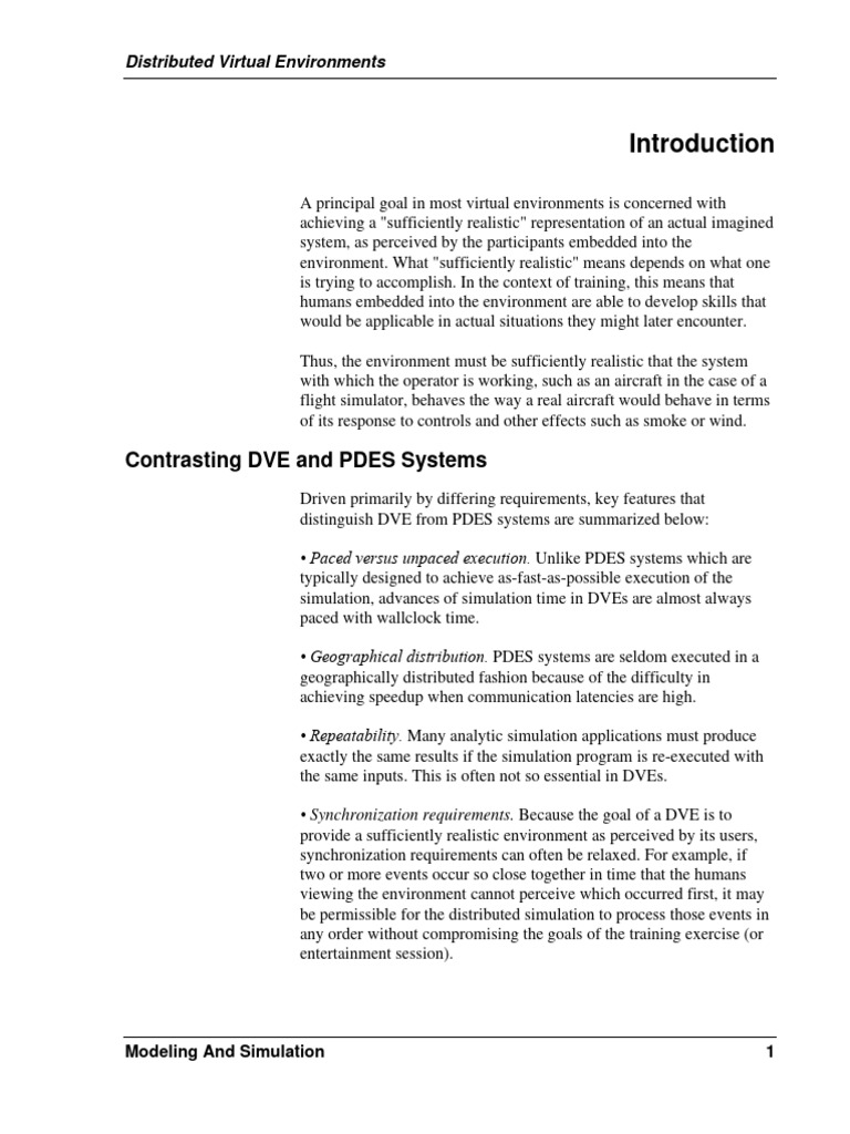 W7 Lesson 4 - Distributed Virtual Environments - Module PDF | PDF