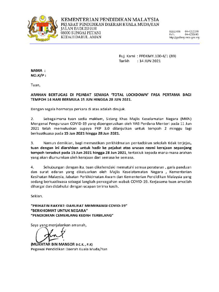SURAT ARAHAN BERTUGAS OLEH PPD KMY | PDF