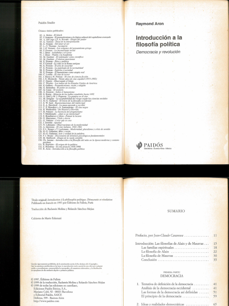 Aron, R - Introducción A La Filosofía Política. Democracia y Revolución ...