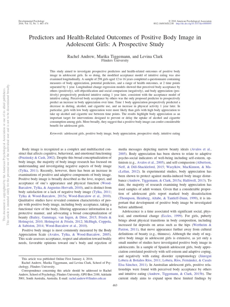 Andrew 2016 | PDF | Body Image | Adolescence