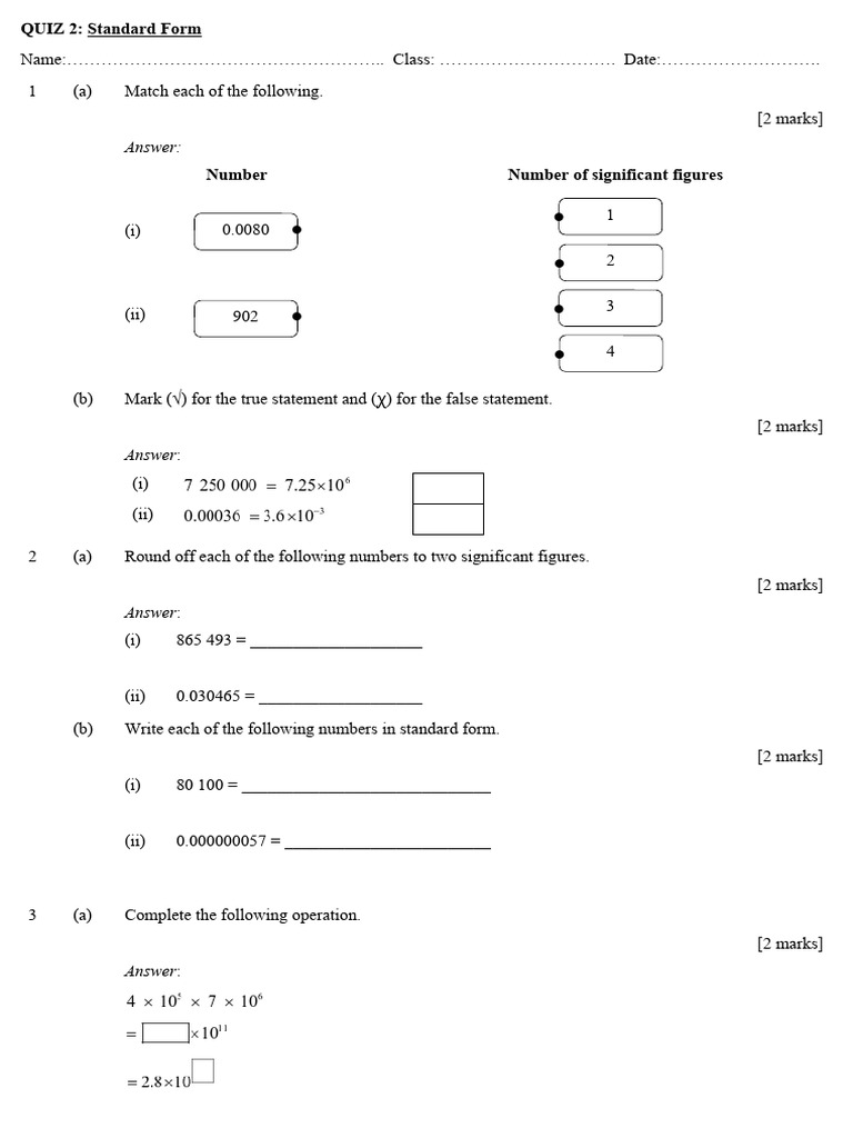 QUIZ 2 Standard Form | PDF | Significant Figures | Theoretical Computer ...