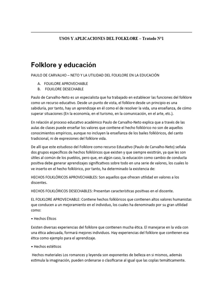Resumen 4 Folklore | PDF | Enseñando | Folklore