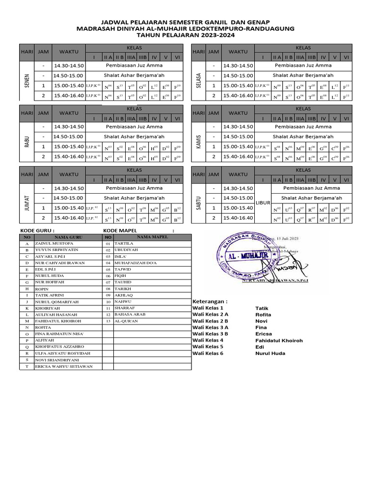 Jadwal Madin 2023-2024 REVISI | PDF