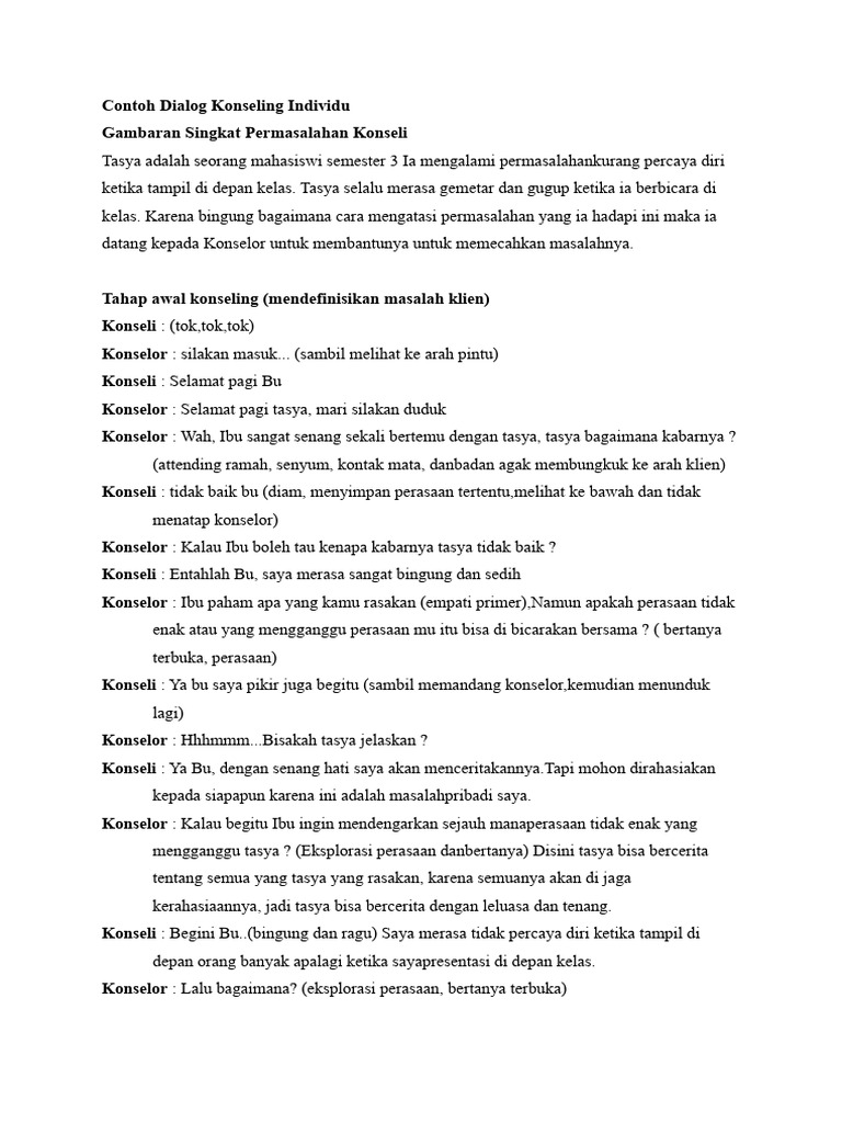 Contoh Dialog Konseling Individu | PDF