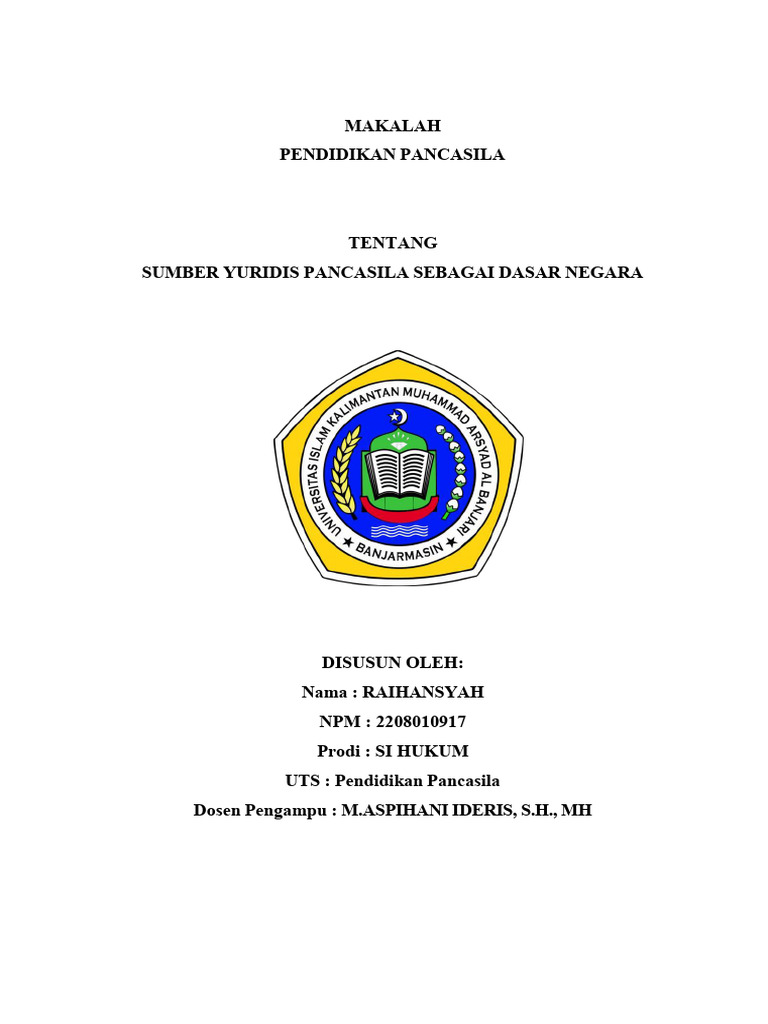 Salinan Sumber Yuridis Pancasila Sebagai Dasar Negara | PDF Salinan Sumber Yuridis Pancasila Sebagai Dasar Negara | PDF