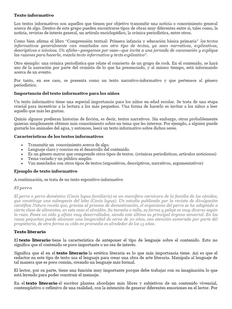 Texto Informativo | PDF | Conocimiento | del perro