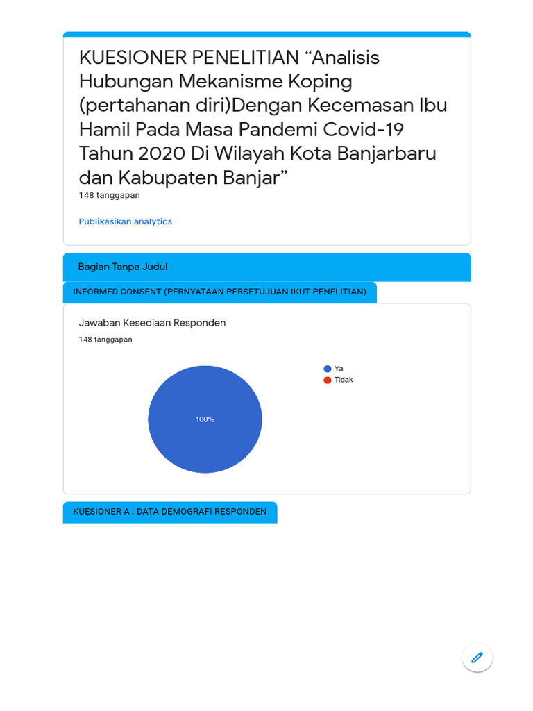 KUESIONER PENELITIAN "Analisis Hubungan Mekanisme Koping (Pertahanan Diri) Dengan Kecemasan Ibu ...