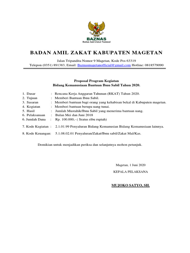 Bantuan Ibnu Sabil Magetan 2020 | PDF | Pengelolaan Keuangan & Uang