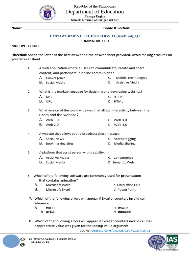 EmpoTech Summative-Week-34 Q1 | PDF | World Wide Web | Internet & Web