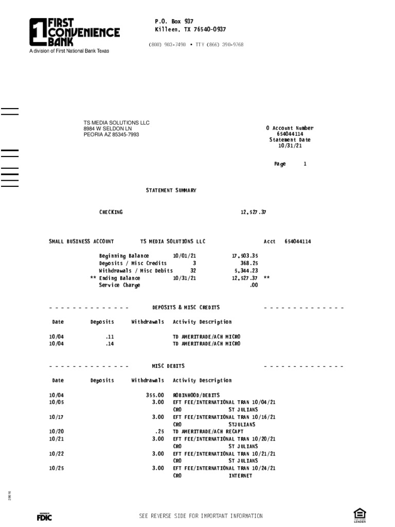 Statement | PDF | Business | Banking Technology