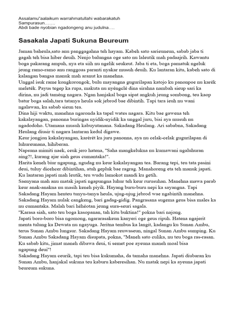 Dongeng Sasakala | PDF