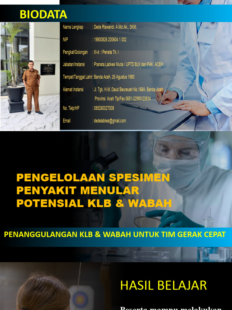 Pengelolaan Spesimen KLB & Wabah | PDF | Pengembangan Diri | Kesehatan Holistik
