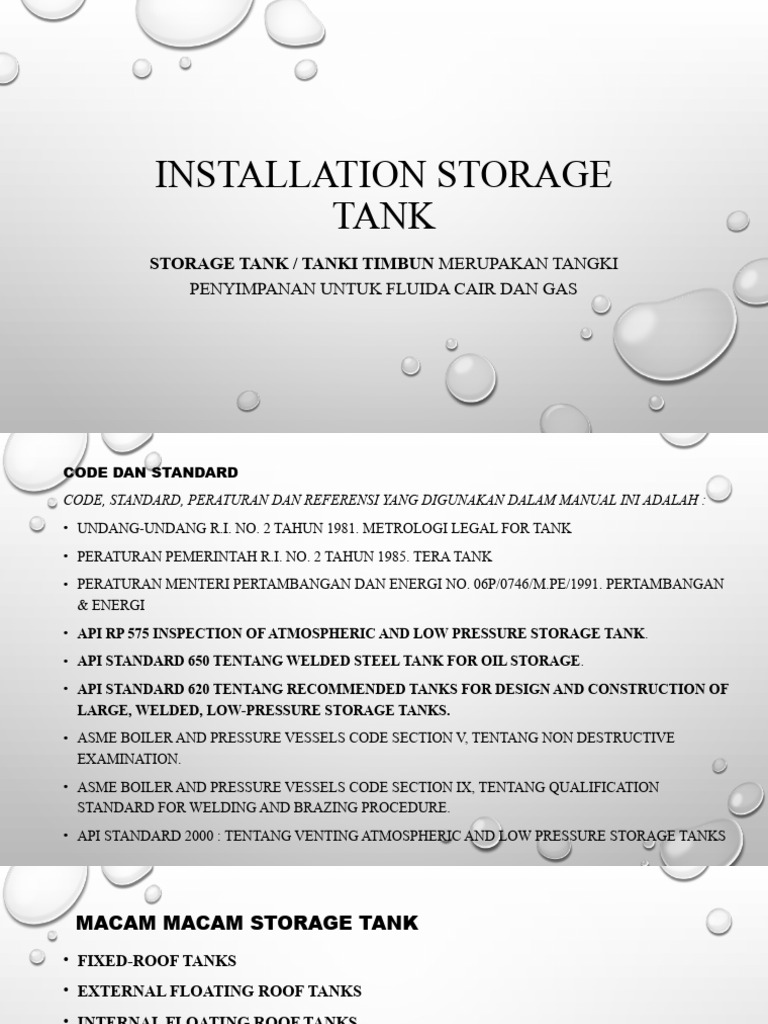 Installation Storage tank | PDF